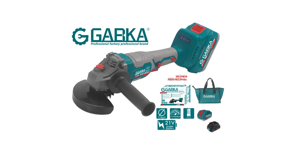 GABKA GA-88125A akkumulátoros sarokcsiszoló 115 mm, 21V, 3Ah ...
